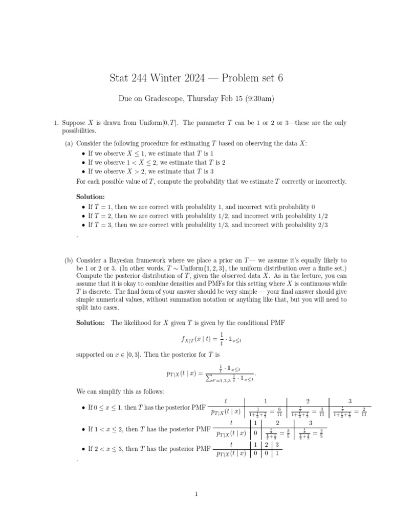 PSet6 Solutions | PDF | Variance | Normal Distribution
