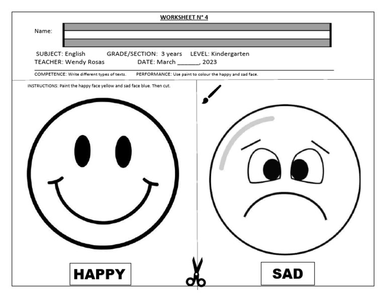 Worksheet 4 - Happy - Sad | PDF