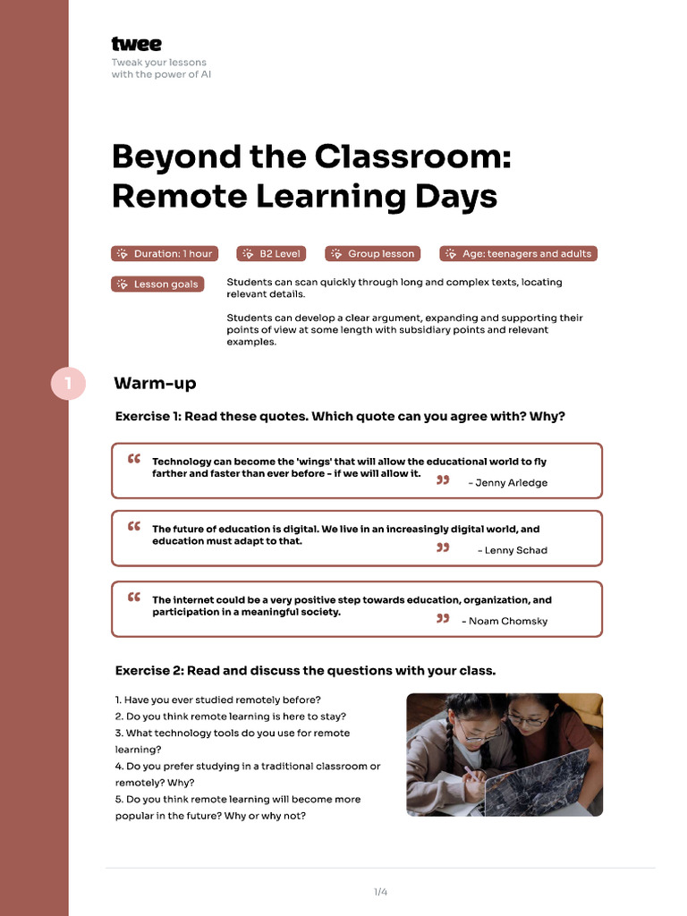 Remote Learning B2 Pdf Distance Education Learning
