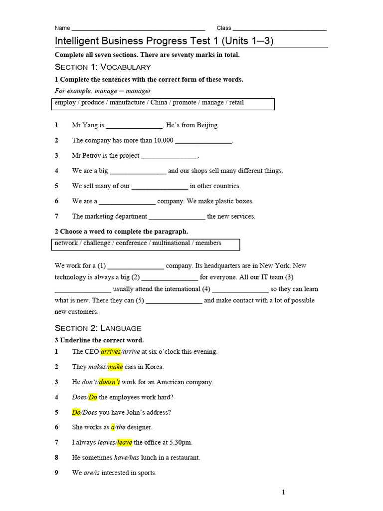 CB1. Progress Test 1 | Download Free PDF | Human Communication
