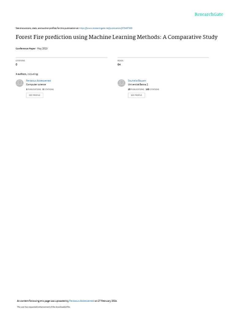 Forest Firepredictionusing Machine Learning Methods | PDF | Machine Learning | Accuracy And ...