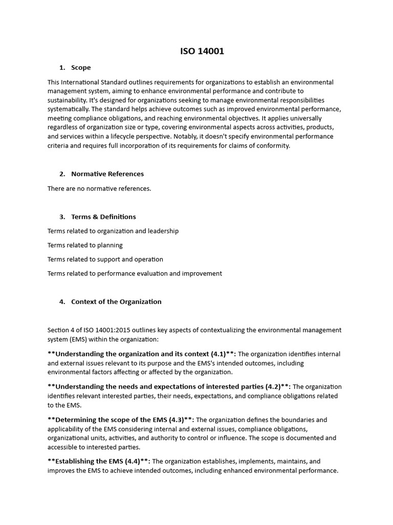 ISO 14001 - Summary | PDF | Audit | Environmental Resource Management