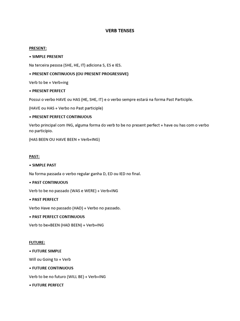 VERB TENSES - WILL X GOING TO - GERUND X INFINITIVE - MODAL VERBS | PDF ...
