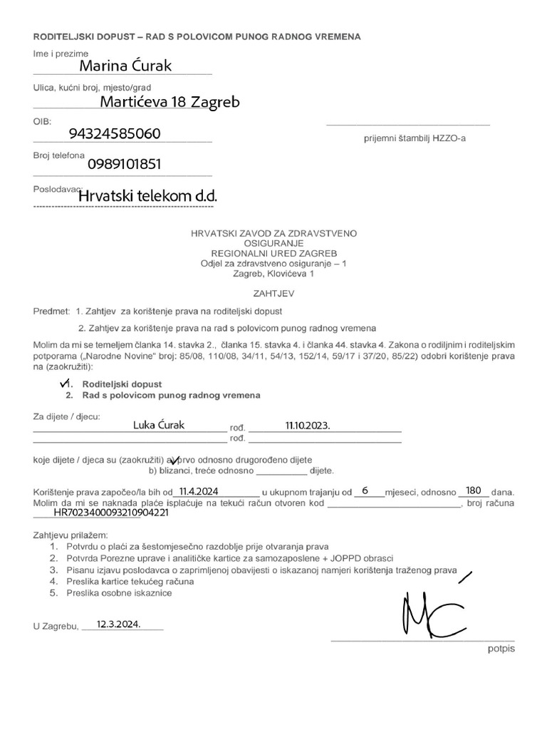 Roditeljski Dopust | PDF