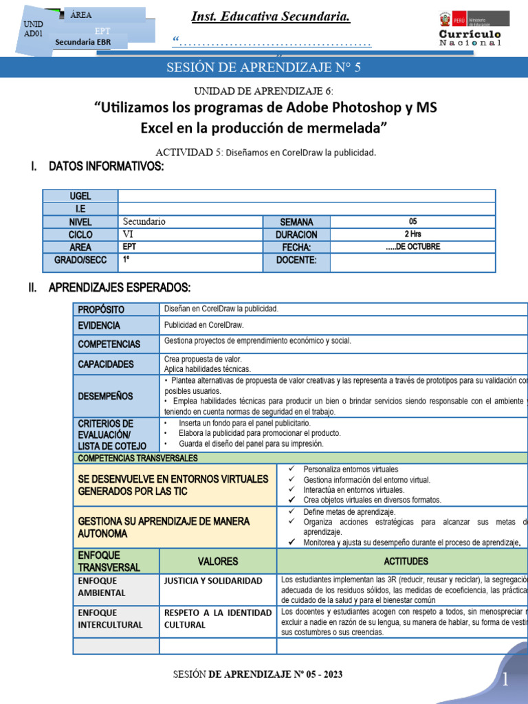 1º Ses Act 5-Ept-U6 | PDF | Aprendizaje | Evaluación