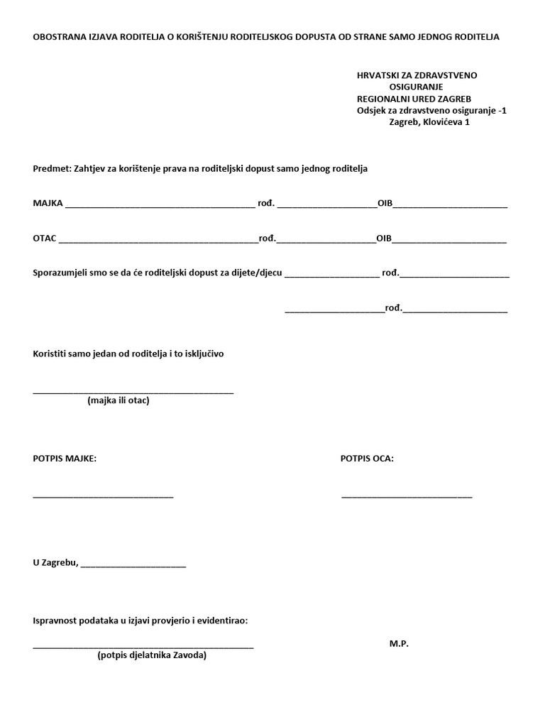 Obostrana Izjava-1 | PDF