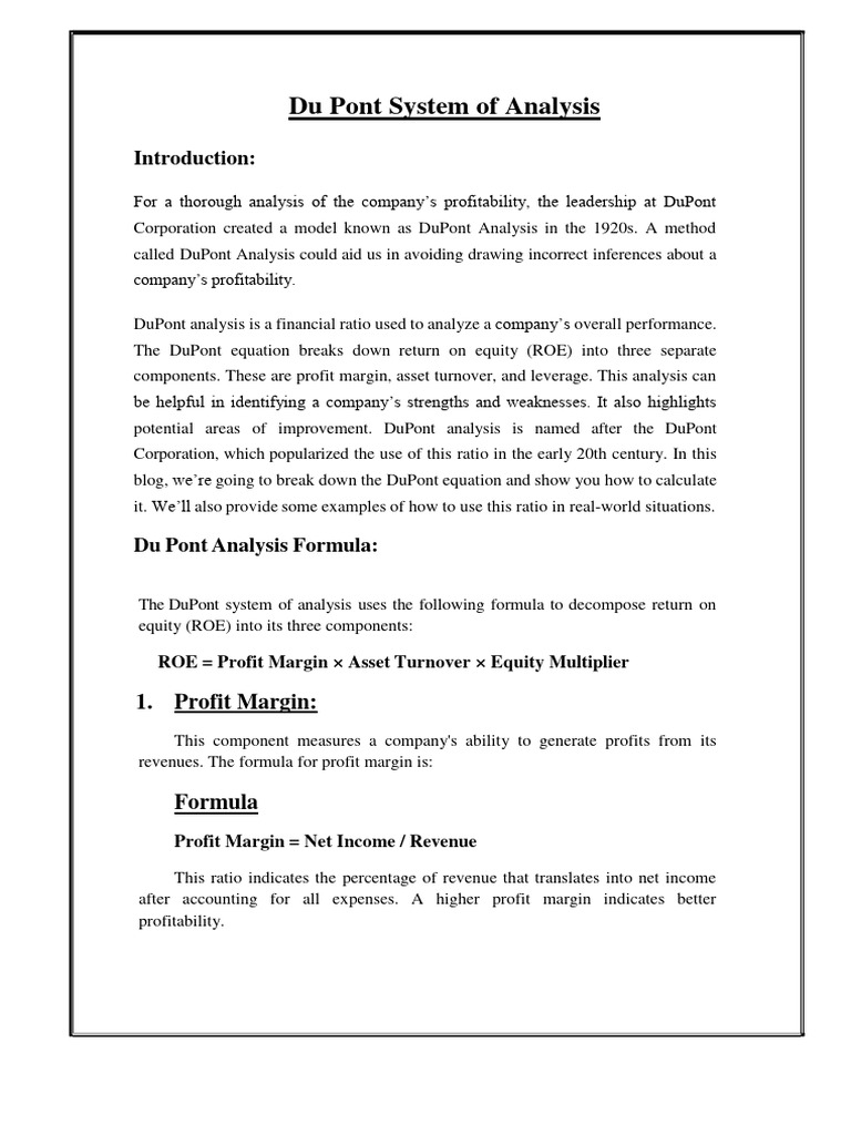 DU Pont Analysis | PDF | Revenue | Leverage (Finance)