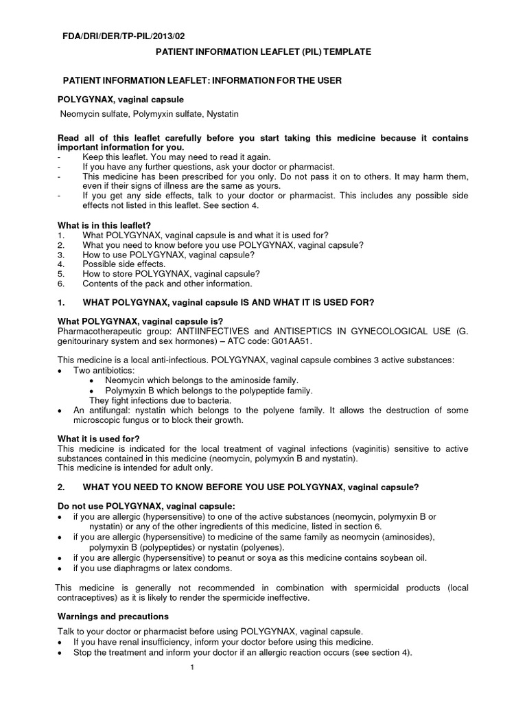 Polygynax Vaginal Capsule Patient Guide | PDF | Medical Prescription ...