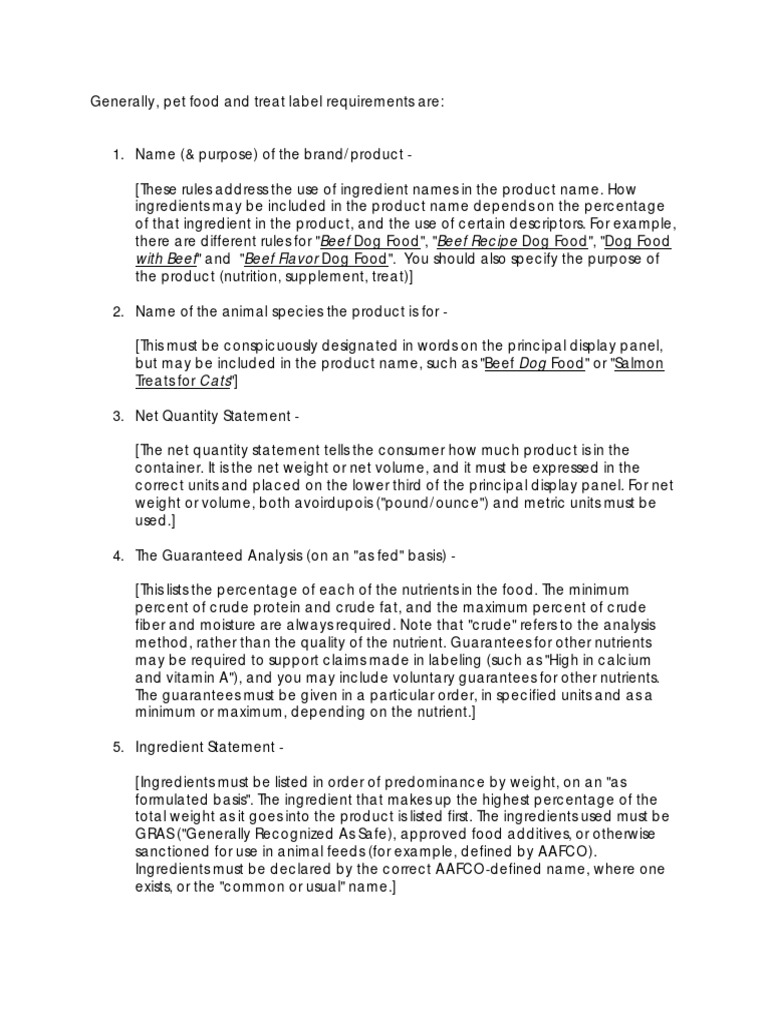AAFCO Eight Required Labeilng Items | PDF | Wellness