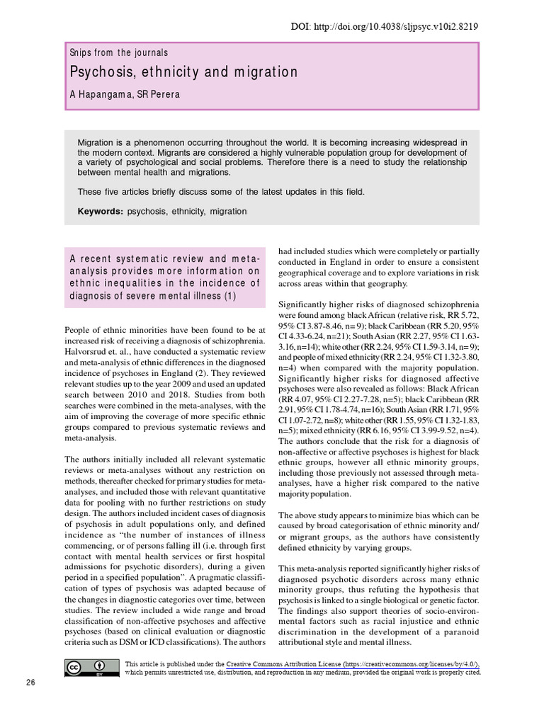 Psychosis Ethnicity N Migration | PDF | Psychosis | Mental Disorder
