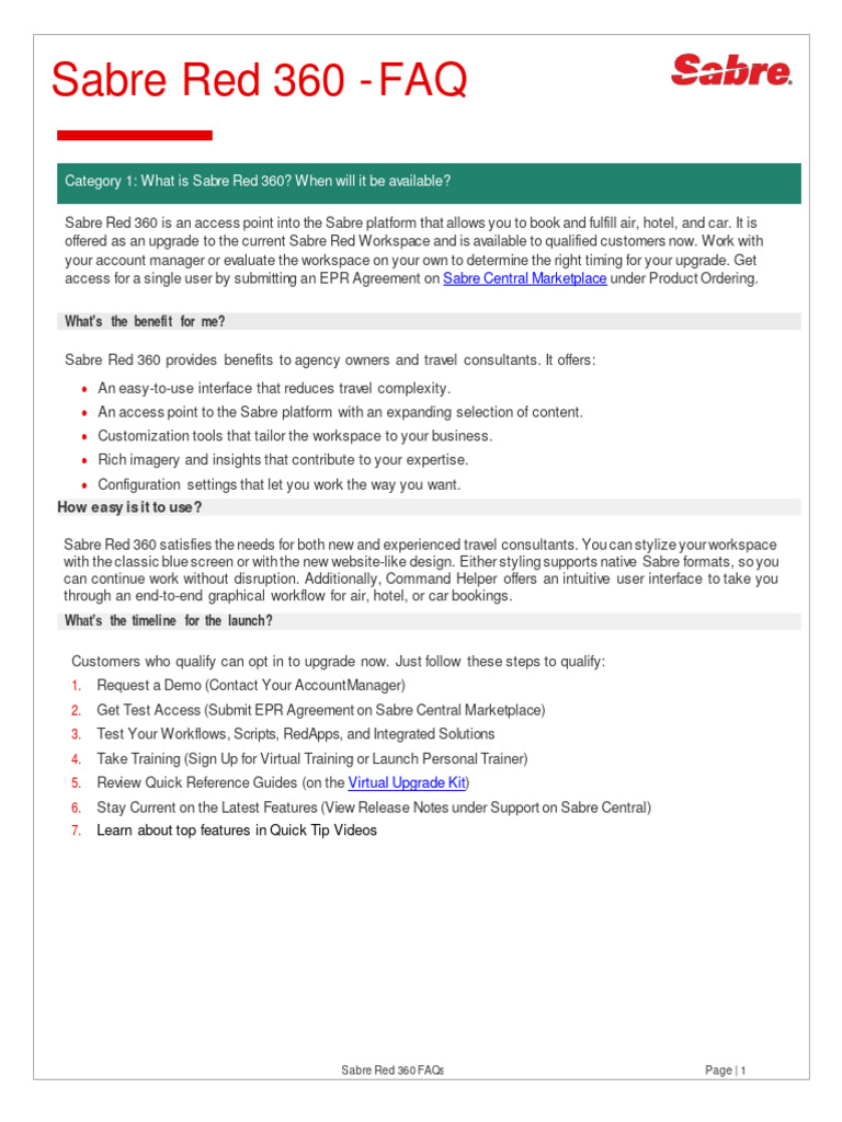 Sabre Red 360 - FAQs - EN | PDF | Graphical User Interfaces | User Interface