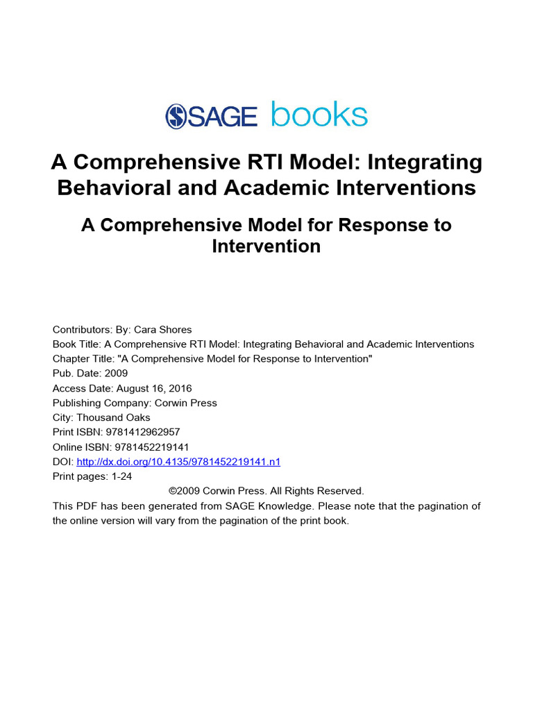 A Comprehensive RTI Model | PDF | Psychological Concepts | Behavioural Sciences