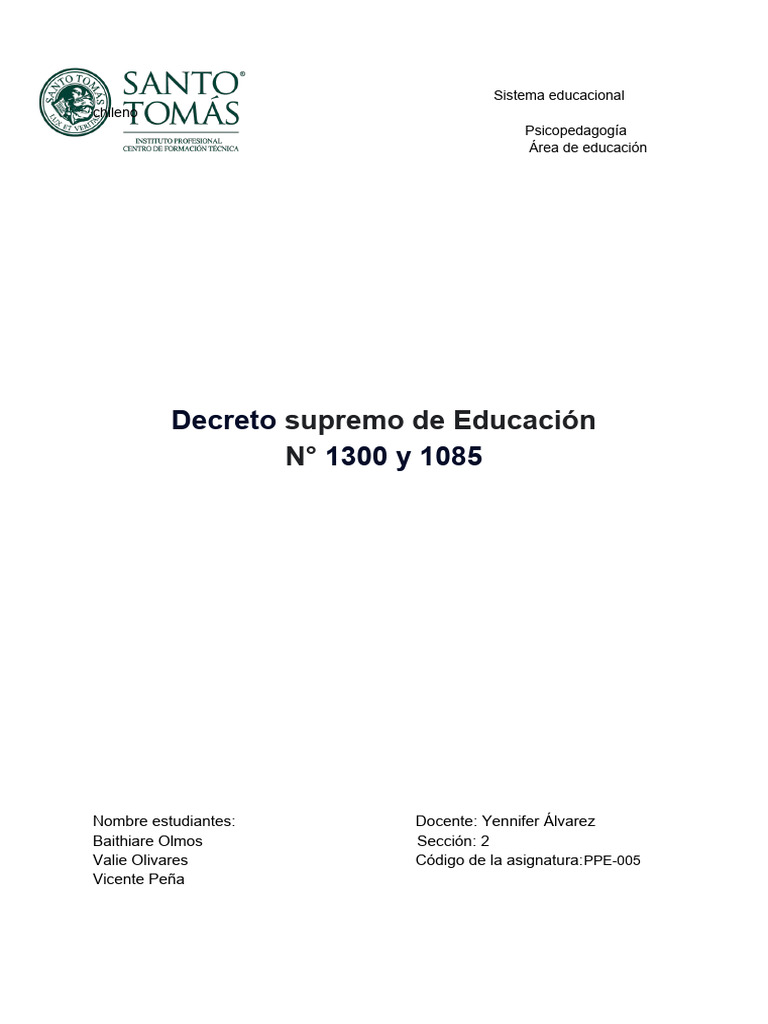 Decreto 1300 y 1085 | PDF | Evaluación | Educación especial