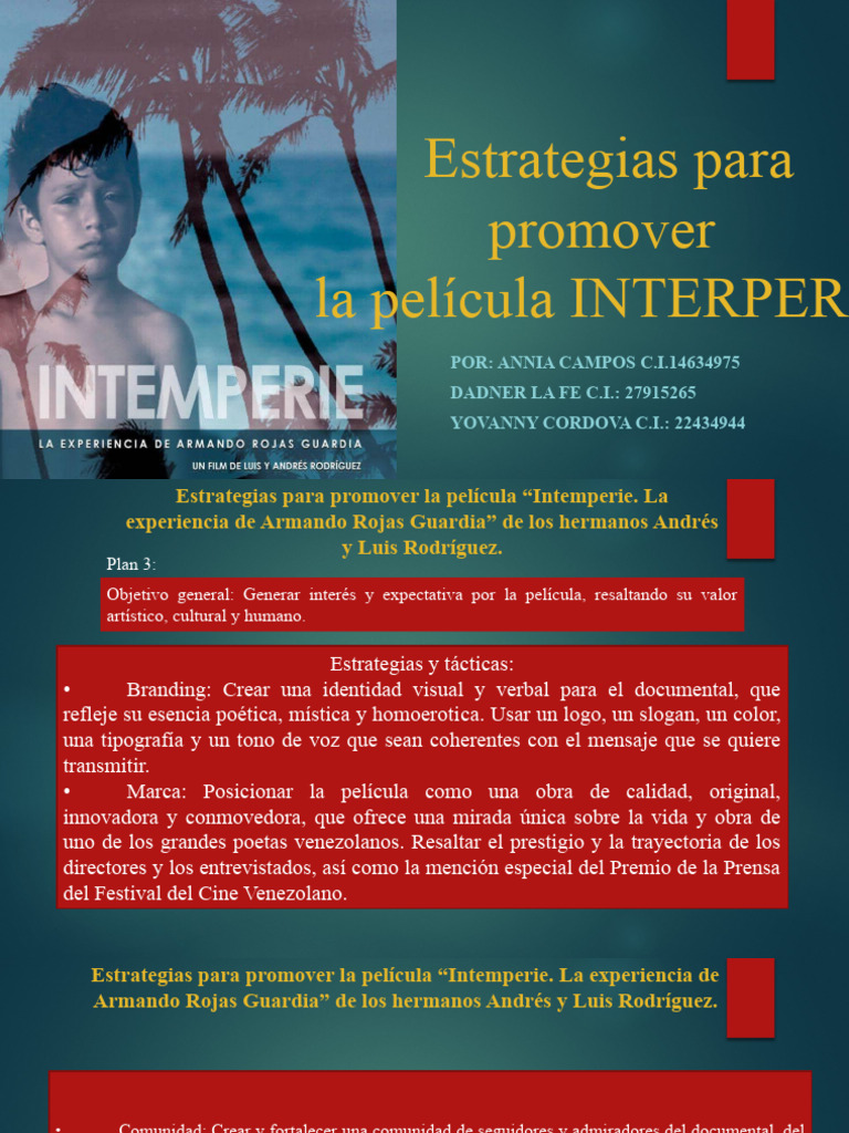 Estrategias Para Promover LA PELICULA INTERPERIE | PDF