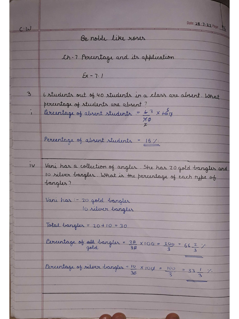 ch.7 Percentage and Its Application | PDF