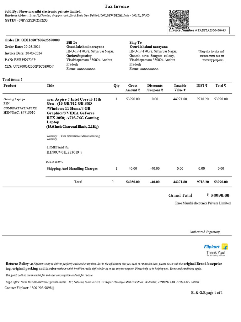 Laptop Bill 2 | PDF | X86 Architecture | Personal Computers