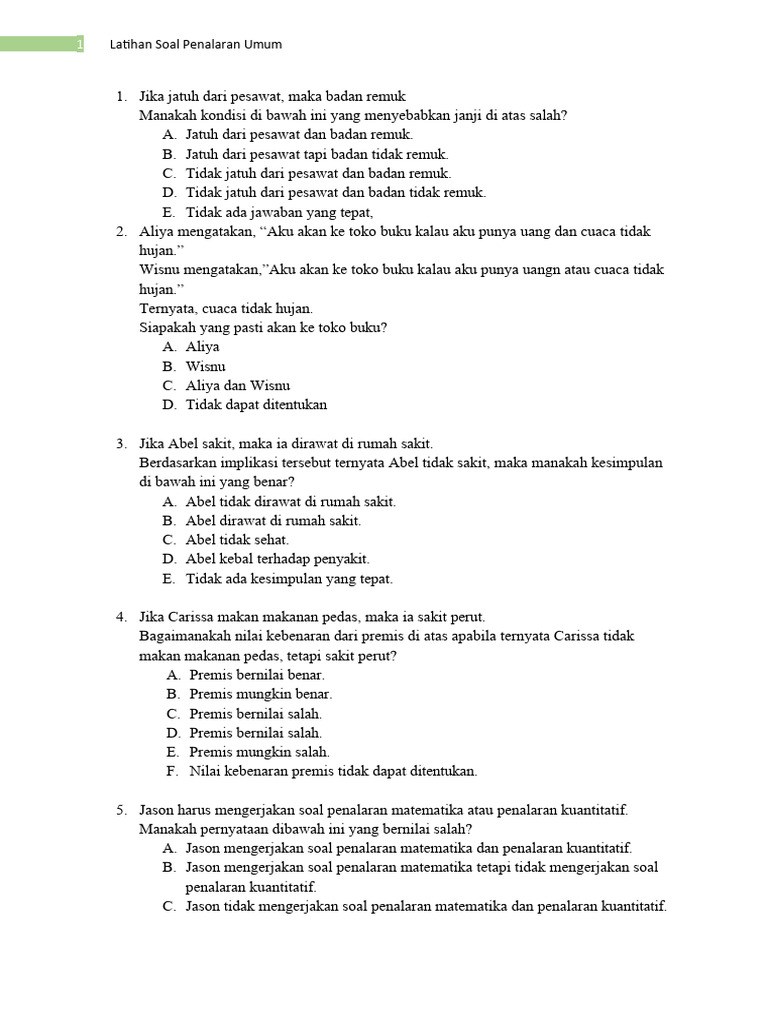 Soal DIskusi Penalaran Umum | PDF