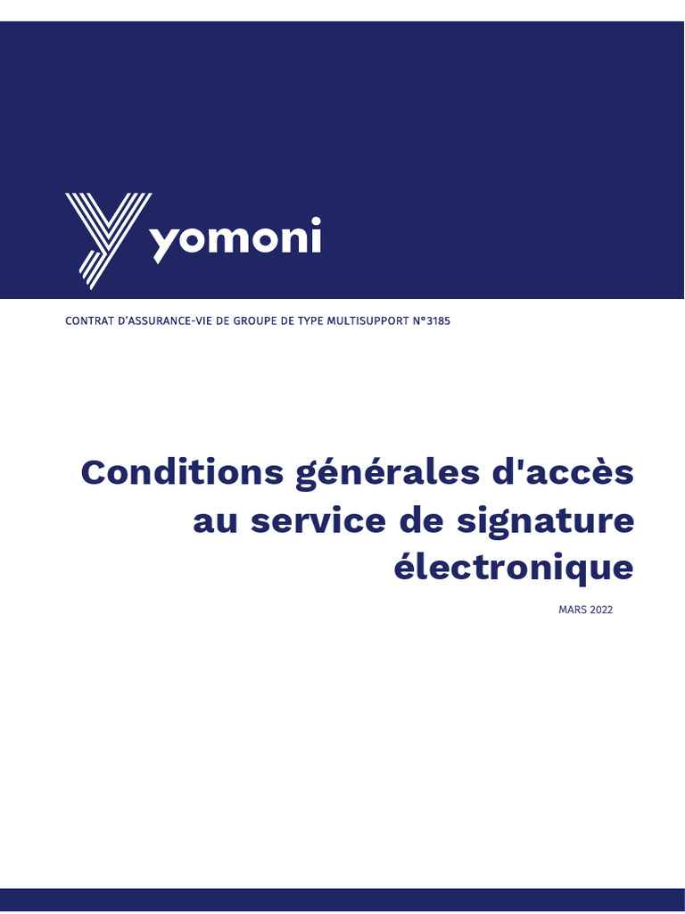 Conditions de signature électronique Yomoni | PDF | Option (Finance ...