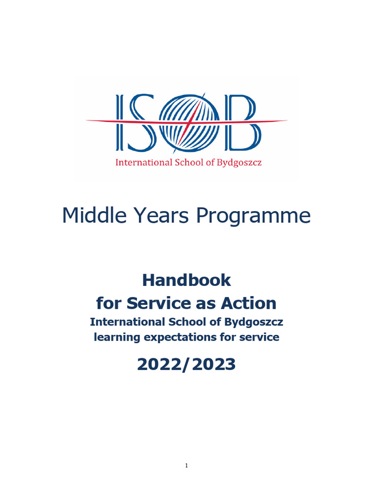 MYP Service as Action Handbook 2022/23 | PDF | Learning | Cognition
