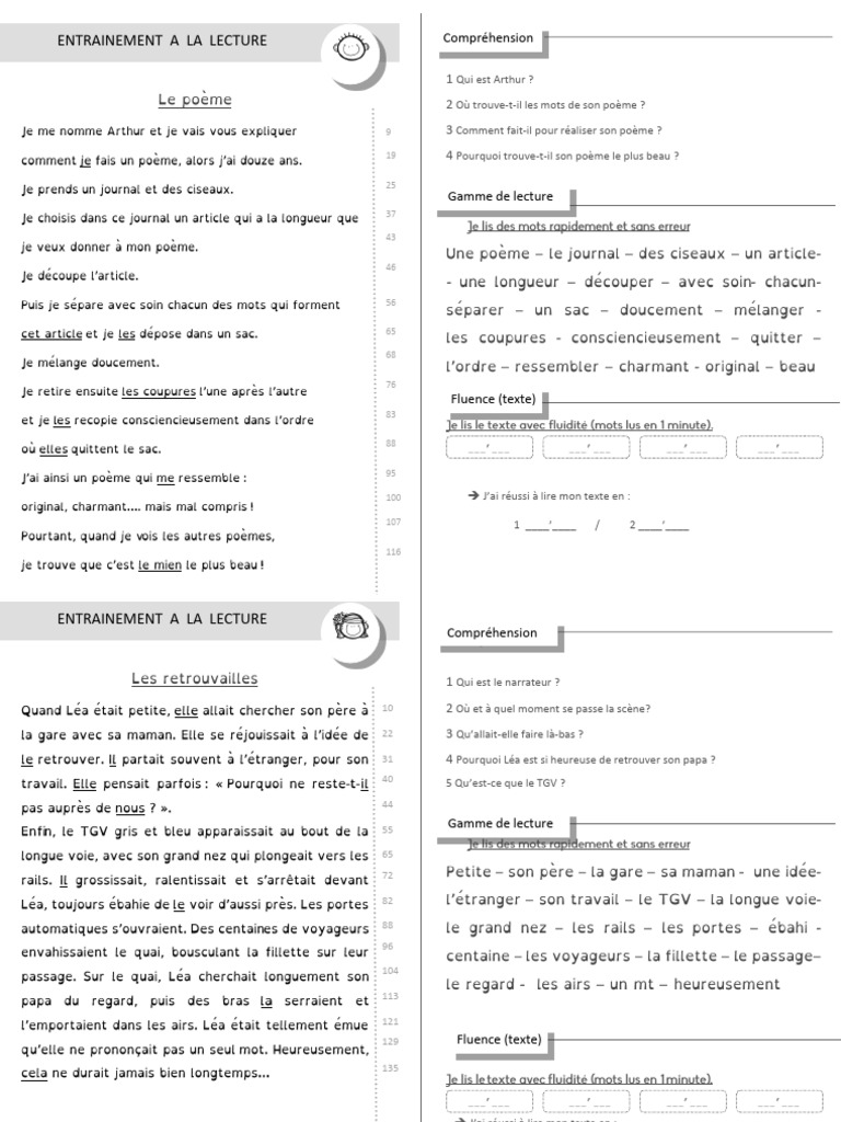 Fluence en lecture CE2 : exercices pratiques | PDF