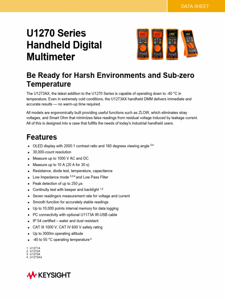 U1270 Series Handheld Digital Multimeters | PDF | Decibel | Alternating ...