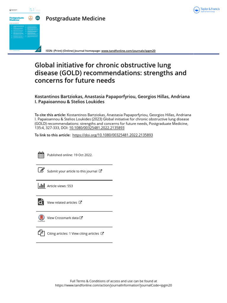 Global Initiative For Chronic Obstructive Lung Disease GOLD ...