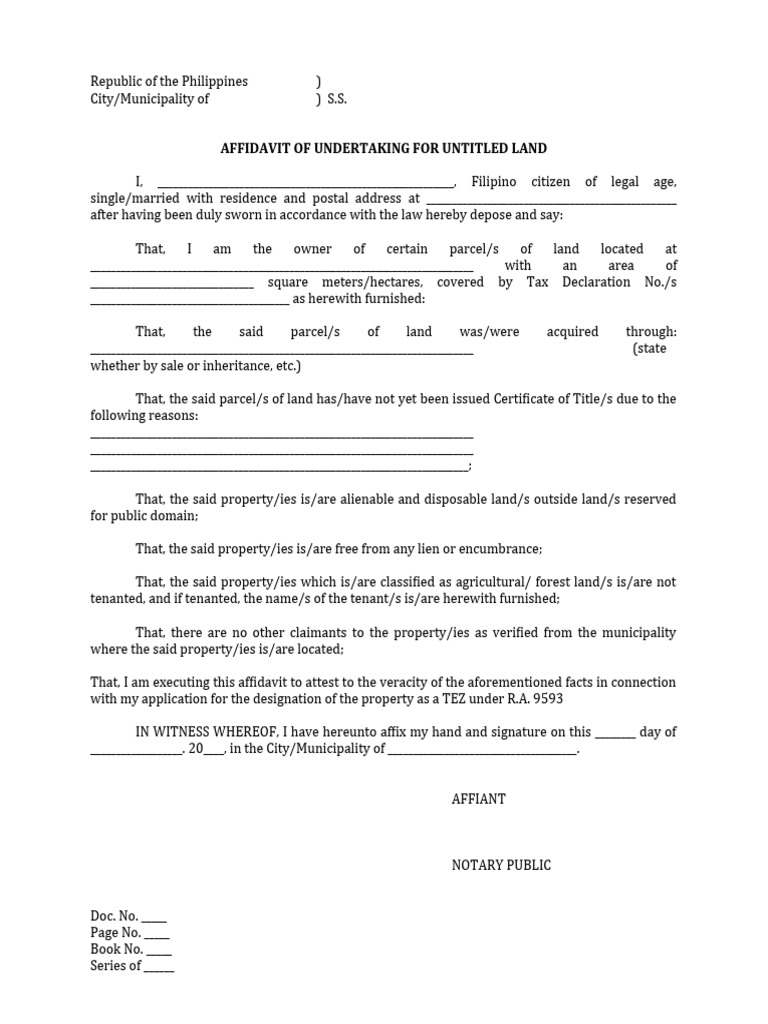 Affidavit for Untitled Land Ownership | PDF | Affidavit | Common Law
