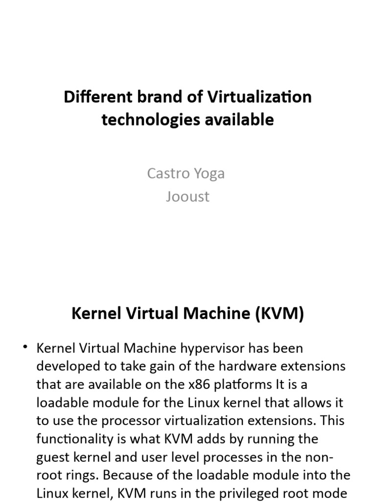 Different Brand Of Virtualization Technologies Available Pdf V