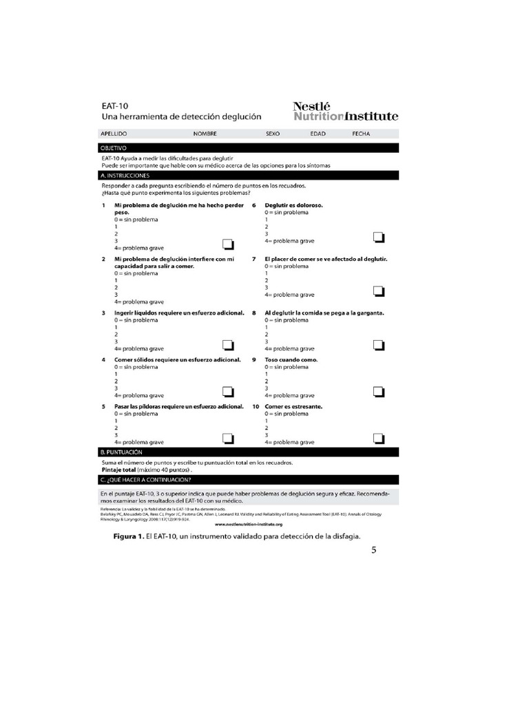 Protocolo Disfagia Eat 10 | PDF