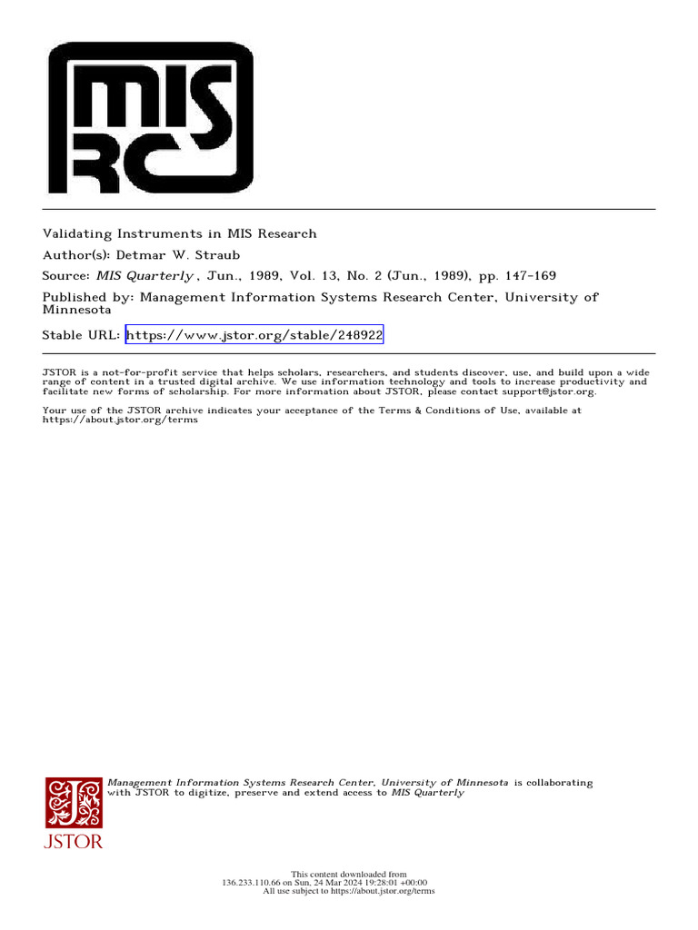 MIS Instrument Validation Guide | PDF | Statistics | Validity (Statistics)