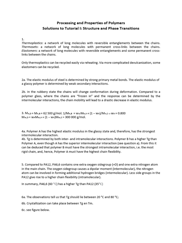 PPP Tutorial1 2023 Answers | PDF | Polymers | Elastomer
