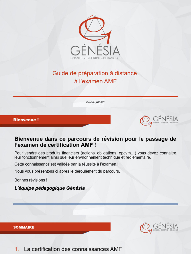 Guide de préparation à l'examen AMF | PDF