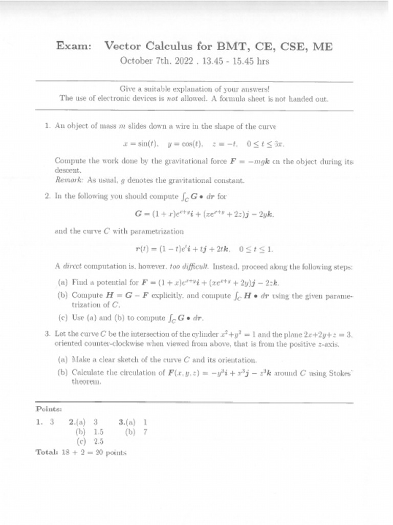 2022-10-07_Vector_Calculus_exam | PDF