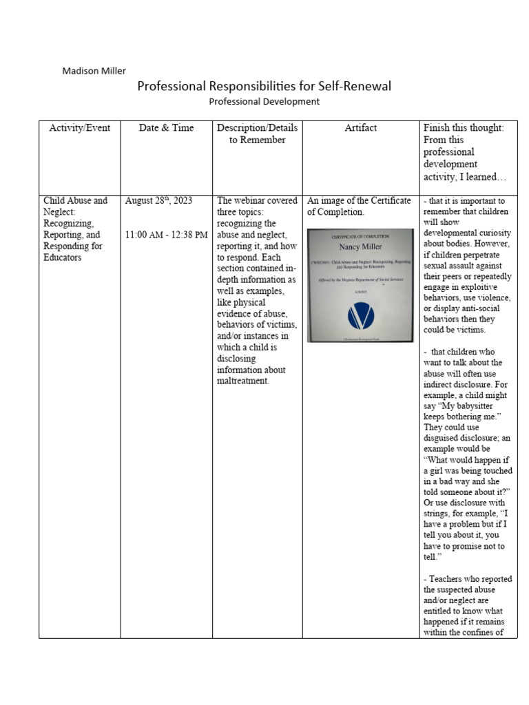 Professional Development - Child Abuse and Neglect | PDF | Child Abuse | Childhood