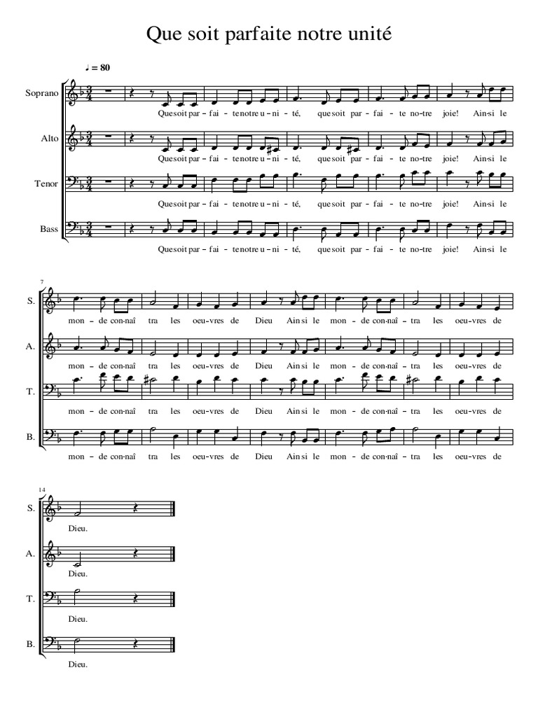 Partition chorale "Que soit parfaite" | PDF