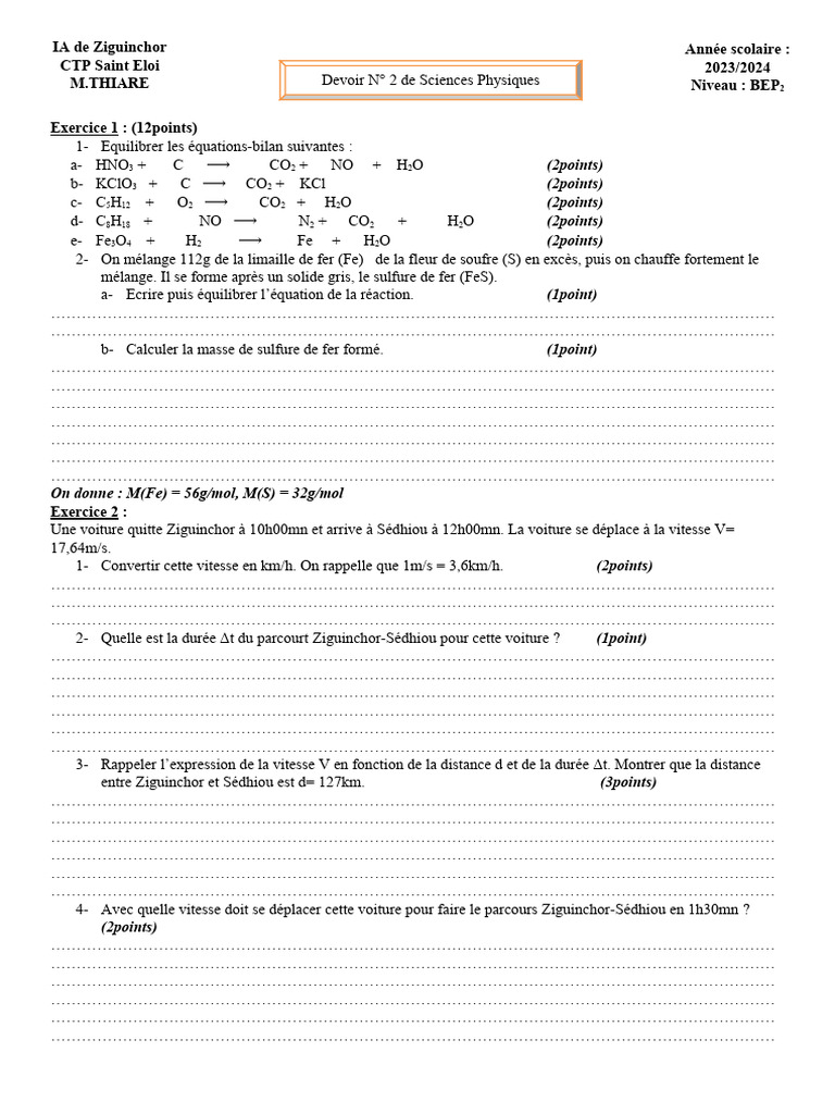 Devoir 2 Bep 2024 | PDF