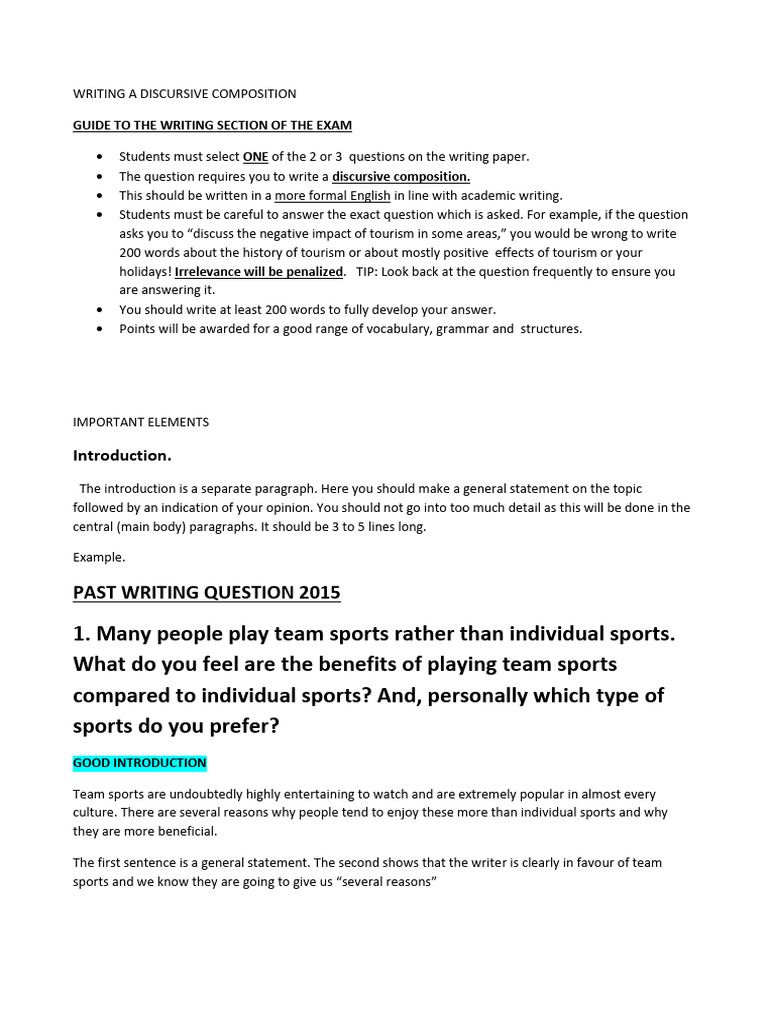 Writing A Discursive Composition | PDF | Meat | Question