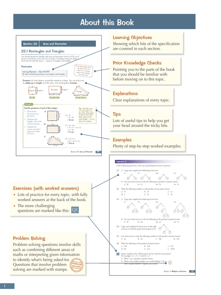 GCSE Maths: Prime Factors & Perimeter | PDF | Area | Triangle
