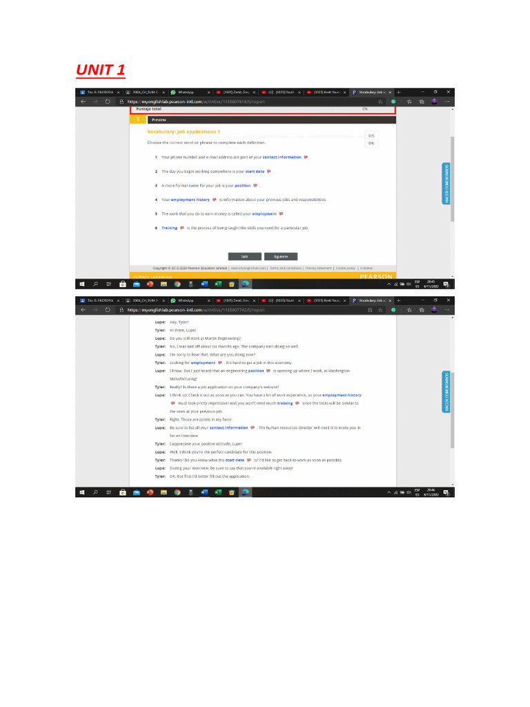 Summit 1 My English Lab Answers Respuestas | PDF