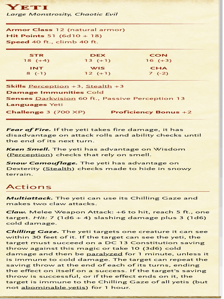 Yeti - Monsters - D&D Beyond | PDF