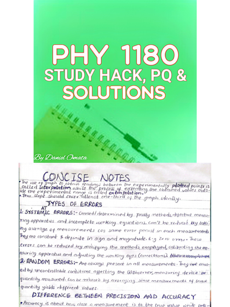 Phy 1180 PQ, Solution & Study Pack - 1 | PDF