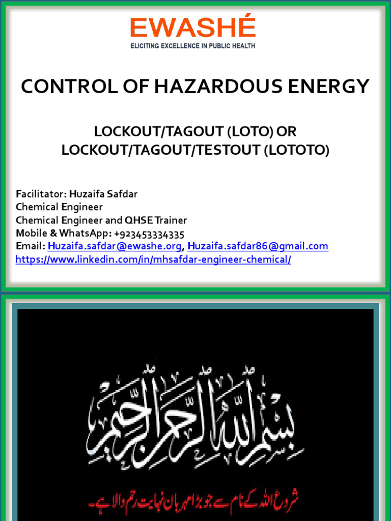 Control of Hazardous Energy by Means of LOTO (Lock Out - Tag Out) | PDF