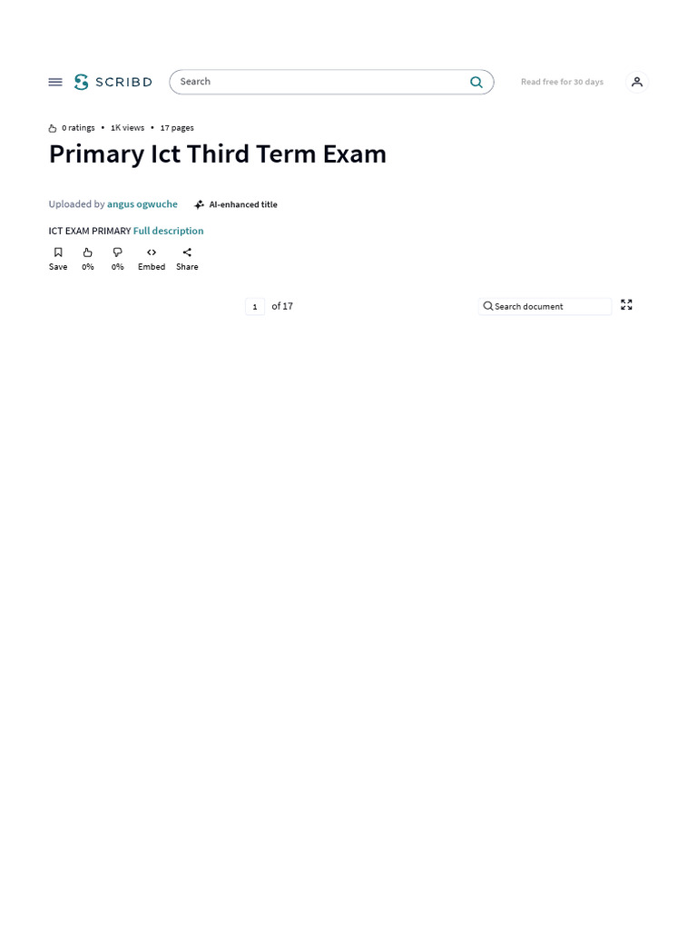 Primary Ict Third Term Exam - PDF - Computer Keyboard - Input - Ou | PDF | Scribd | Computing