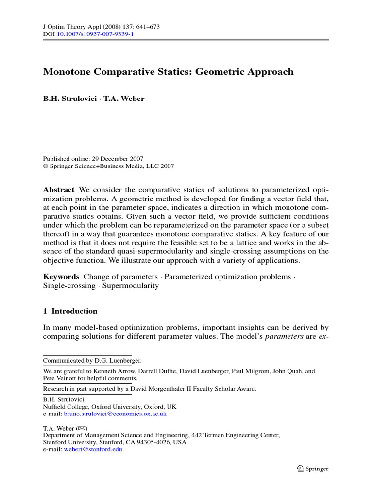 Monotone Comparative Statics - Geometric Approach | PDF | Mathematical Optimization | Function ...
