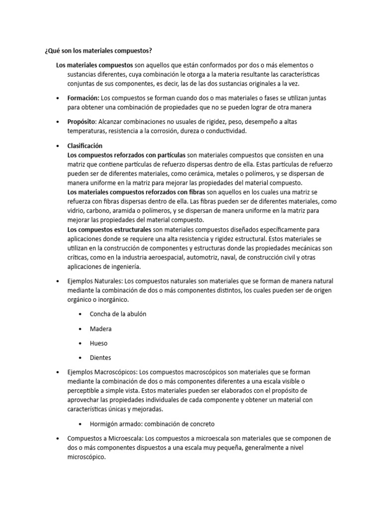 Materiales Compuestos: Tipos y Usos | PDF | Material compuesto | Materiales