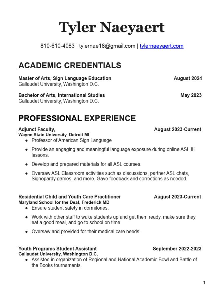 Naeyaert CV | PDF | American Sign Language | Human Communication