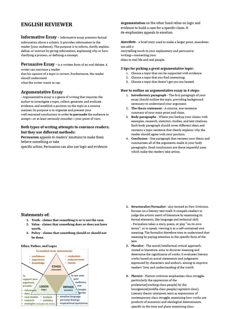 Grade 10 3rd Quarter English Reviewer | PDF