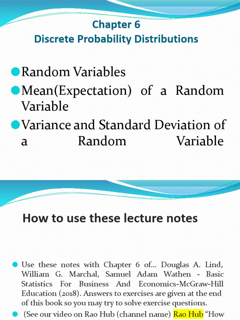 Lecture 4 - Binomial Distribution Chapter 6 Douglas Lind-Week 3 (Random ... Lecture 4 - Binomial Distribution Chapter 6 Douglas Lind-Week 3 (Random ...