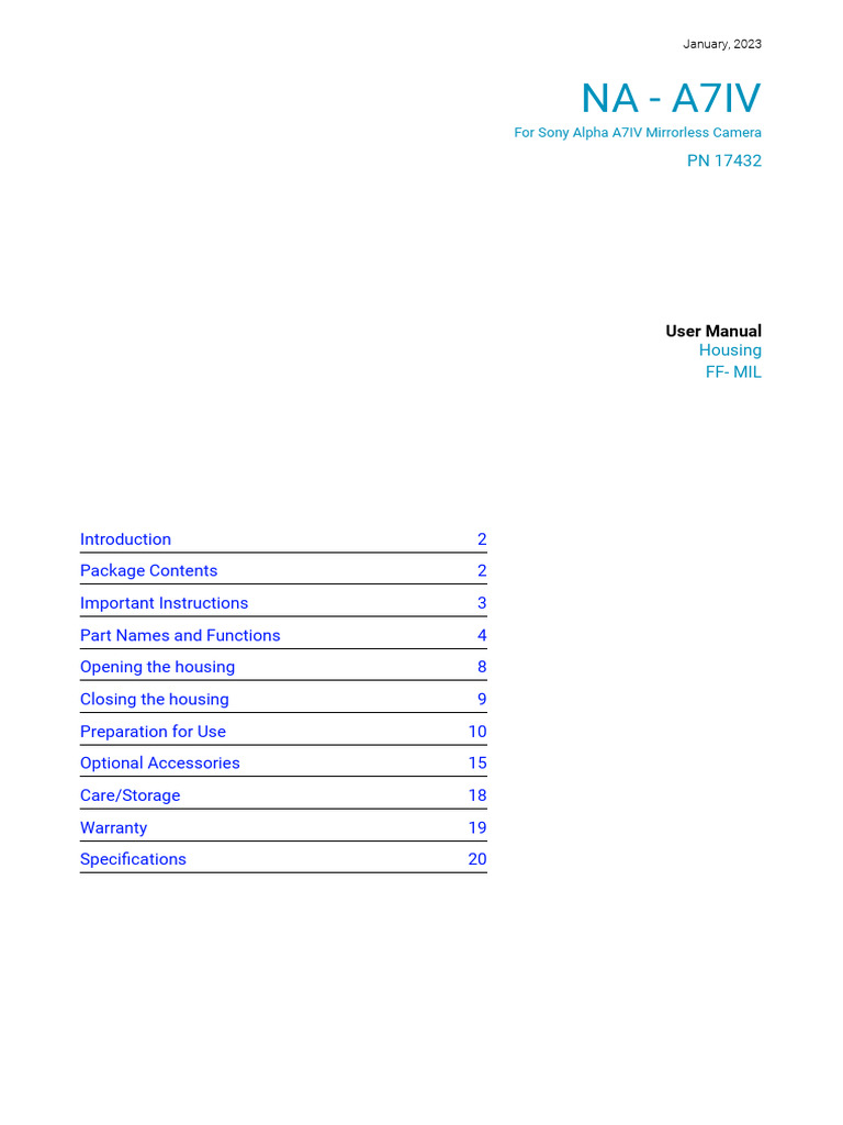 Nauticam NA-A7IV User Manual | PDF | Macro Photography | Camera Lens