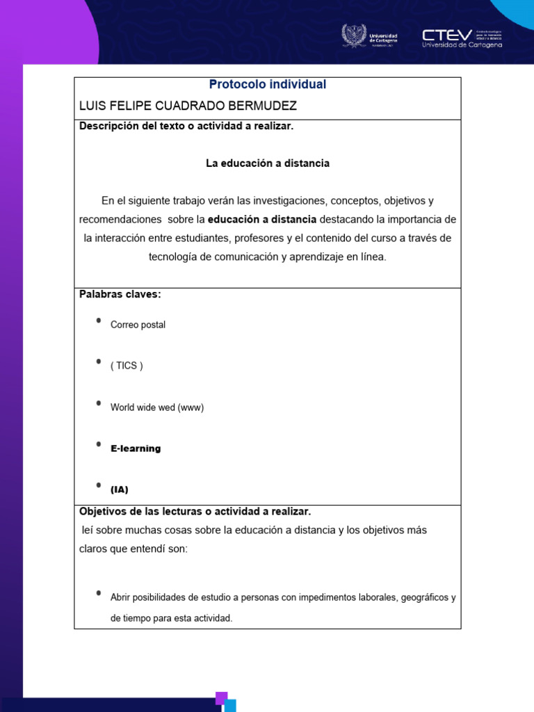 Protocolo Individual | PDF
